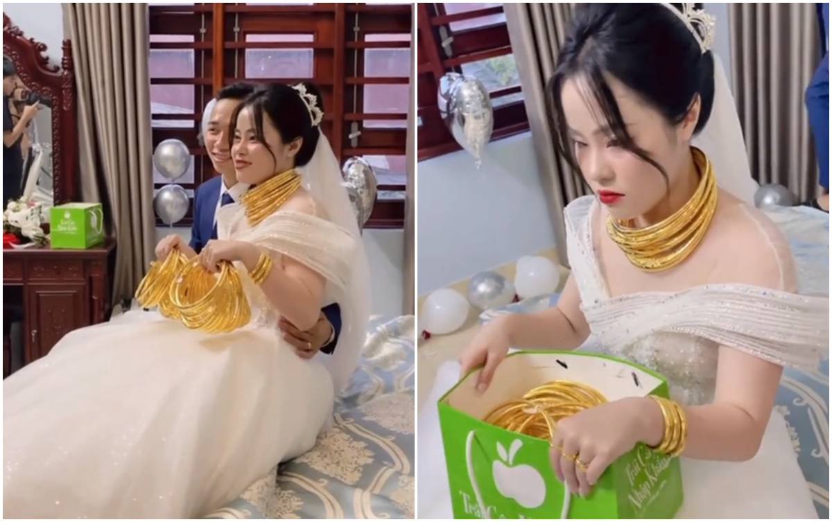 Cô dâu đeo vàng tính bằng kg, dân tình đua nhau xuýt xoa: Chỉ biết ước ...